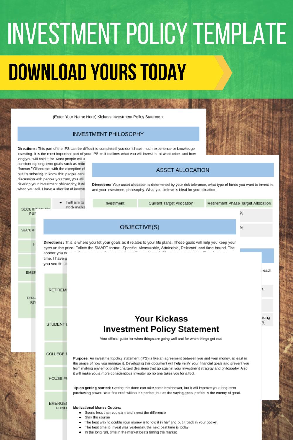 Investment Policy Sample & Template