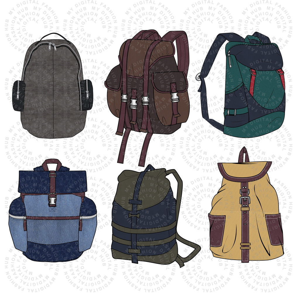 Boys Backpack Vector Illustrations | Editable School & Travel Bag ...