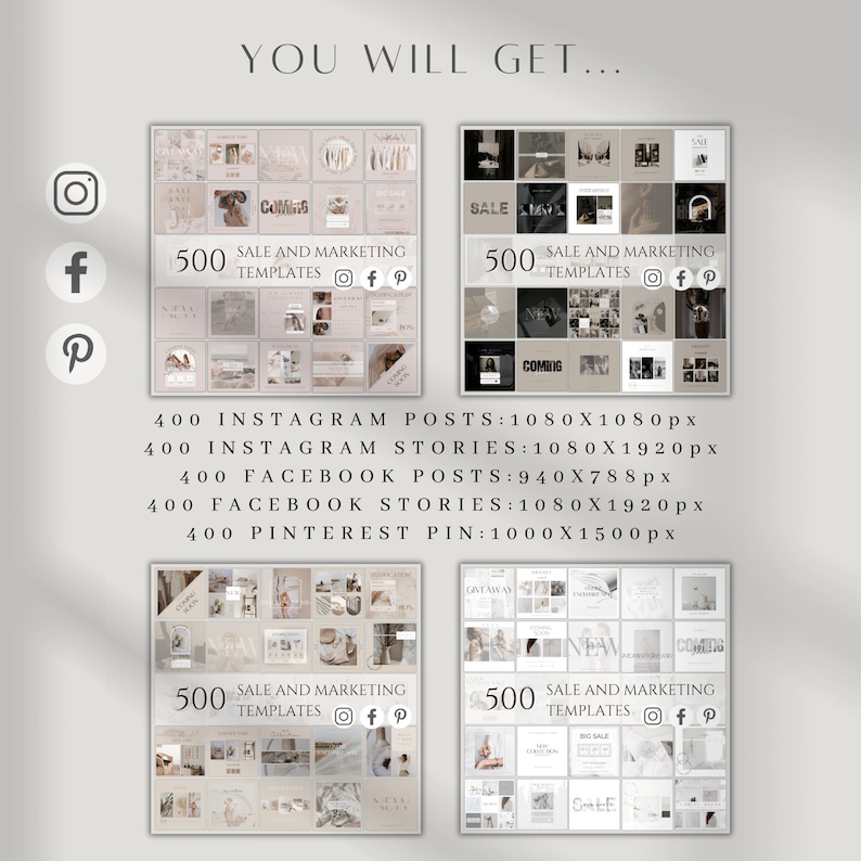 2000 Canva Sale Marketing Templates for Instagram| Ecommerce Marketing ...