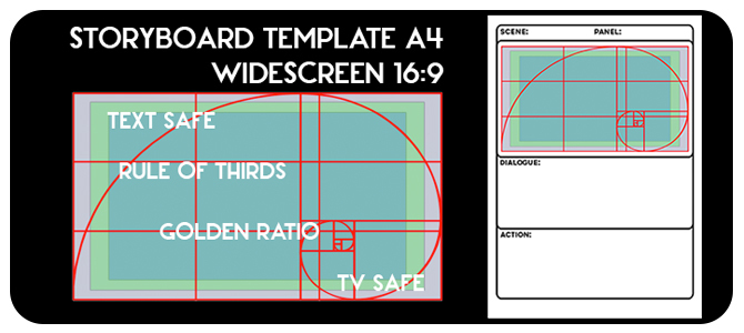 Storyboard Template A4 - Widescreen 16:9