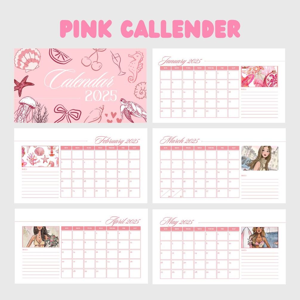 Chic and Cheerful: The Perfect Pink Calendar for Girls!