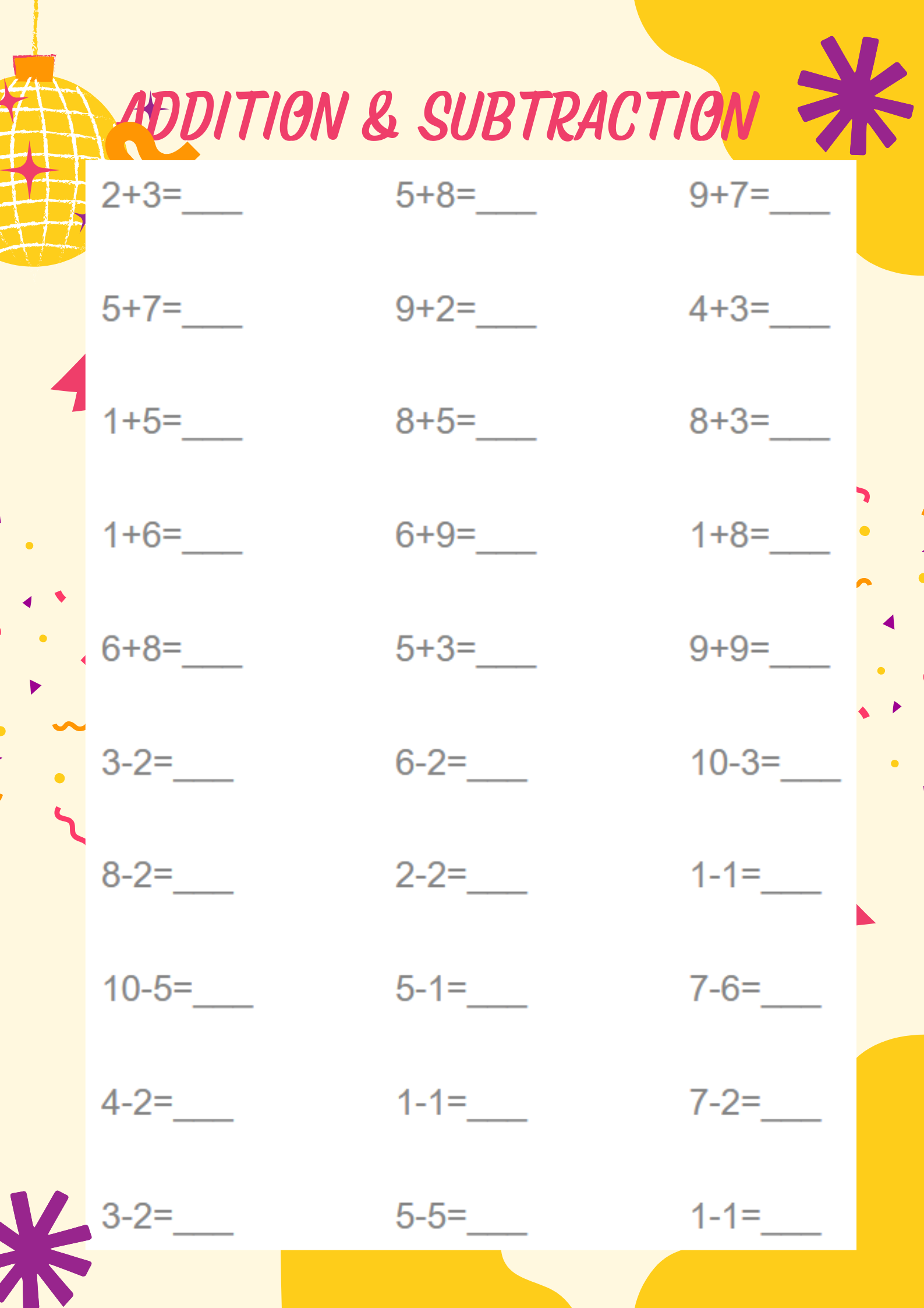 Math - 100 Days of Timed Tests: Addition and Subtraction: Grades K-2 ...