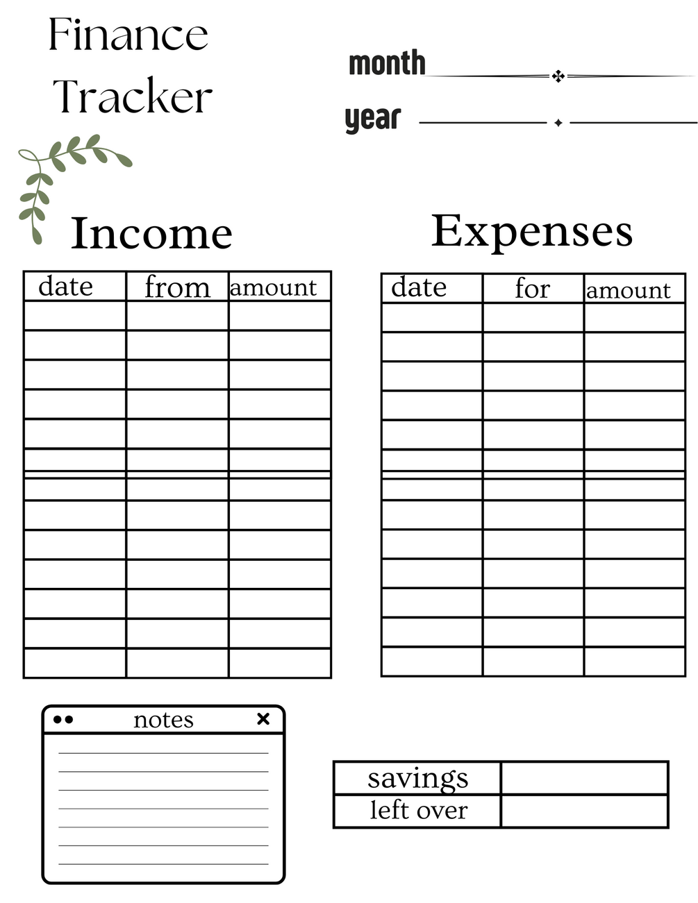 Finance tracker digital