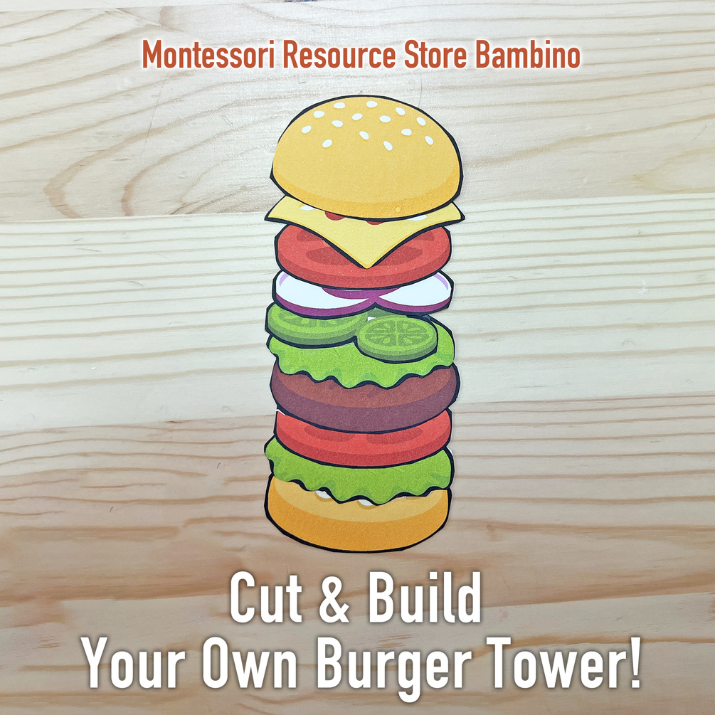 Build Your Own Burger Tower – Printable Stacking Activity for Kids