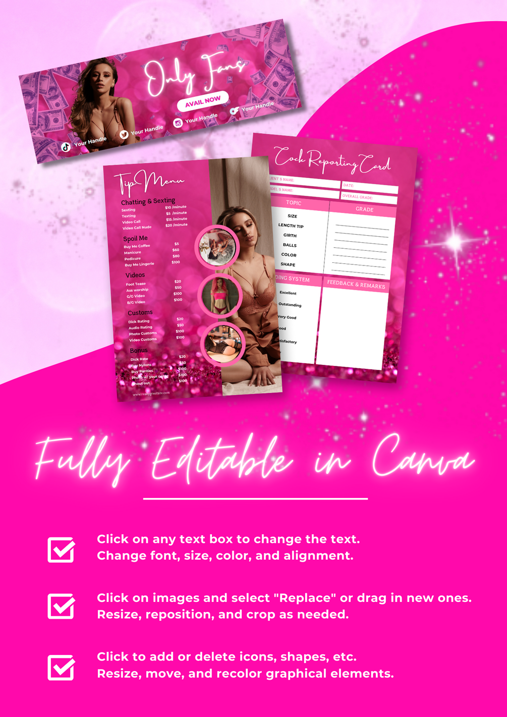 Customizable Graphics Bundle: Twitter Header, Report Card, Tip Menu