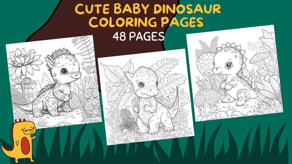Cute Baby Dinosaur Coloring Pages For kids