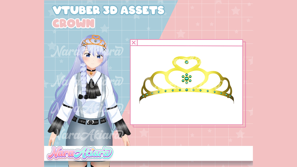 3D Vtuber Assets Gold Crown V4 Vroid Commission, 3D assets ready to use ...