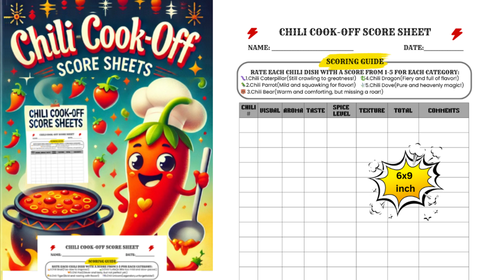 CHILI COOK-OFF SCORE SHEETS with Funny Scoring Guide part 2