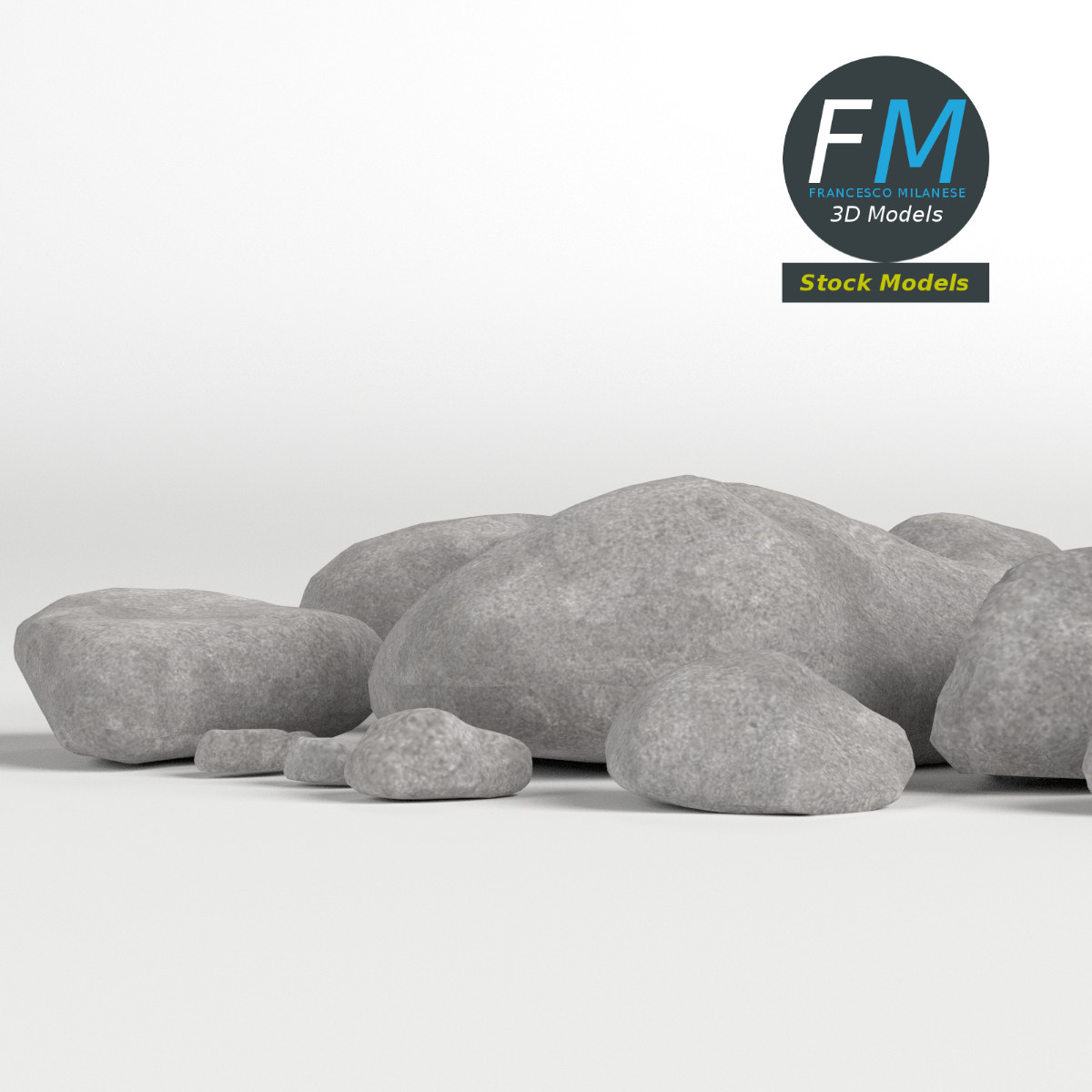 3D MODEL - Pebbles and stones set