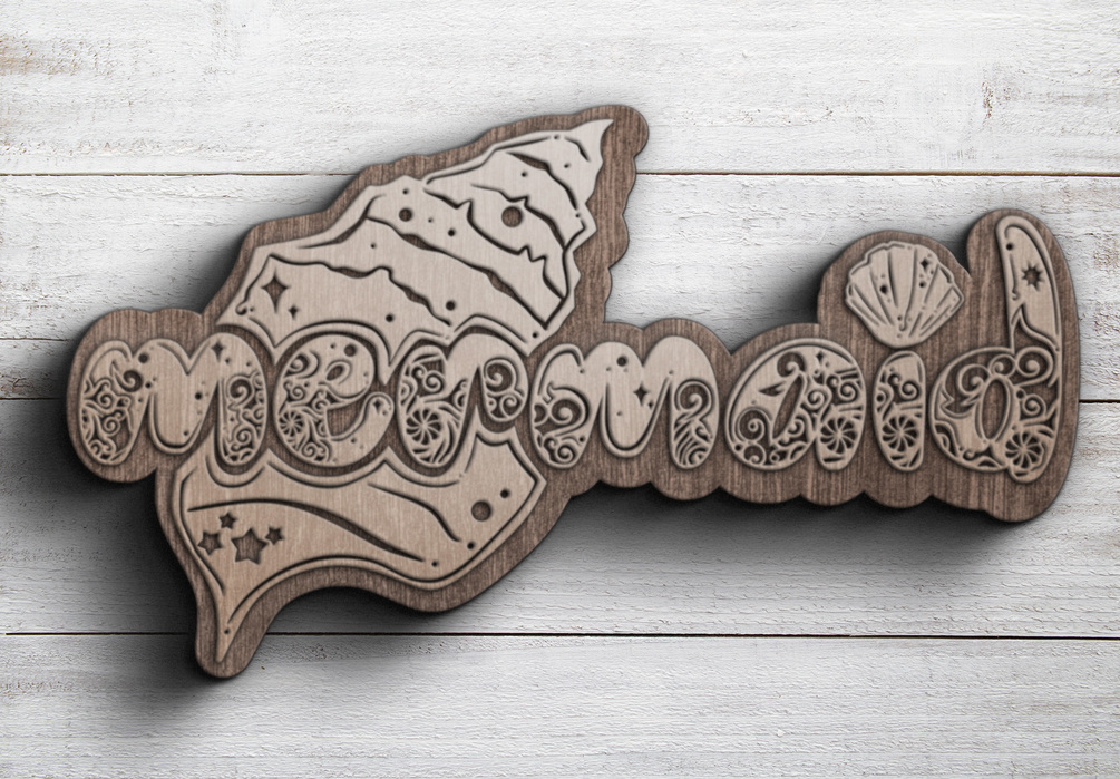 mermaid svg, seashell svg, multilayer word mandala svg