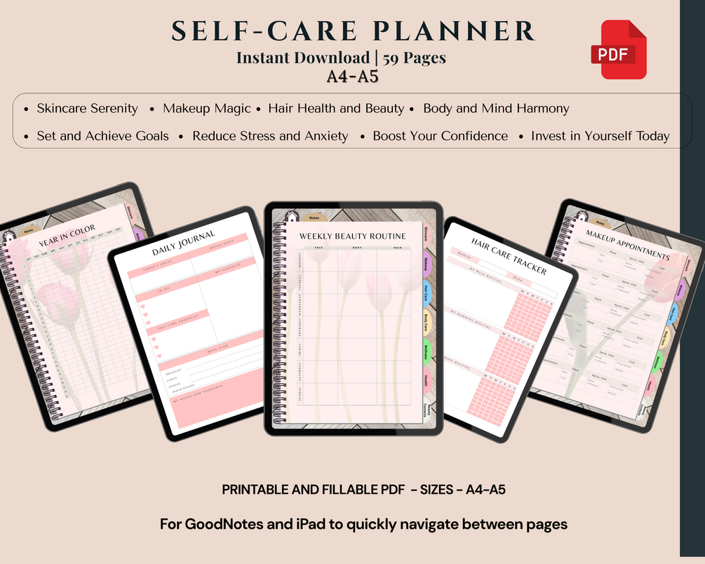 Printable Daily Self-Care Planner, Digital Product, GoodNotes Planner ...