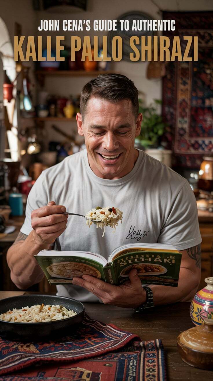 John Cena eating Shirazi cabbage and reading about how to make it😋😍