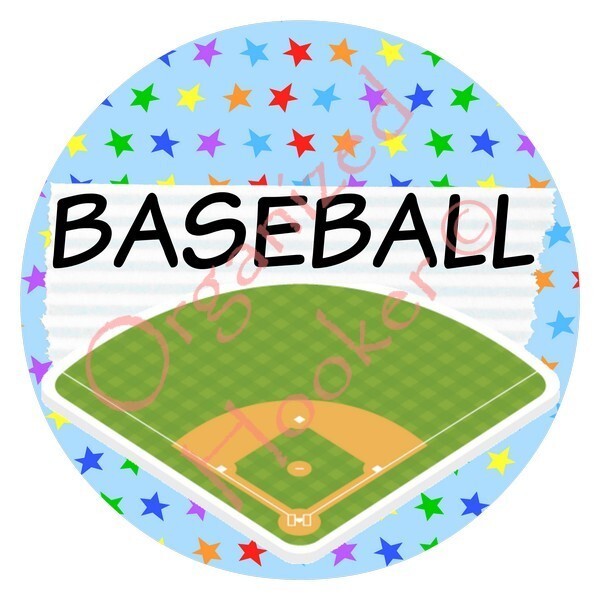 BASEBALL with BASEBALL FIELD Printable Planner Stickers — Digital Download