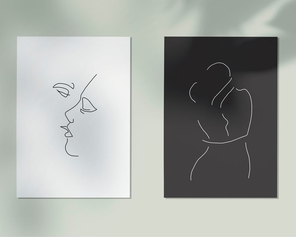 Couples Monoline ART PRINT | Modern wall art | Watercolor Wall Art ...