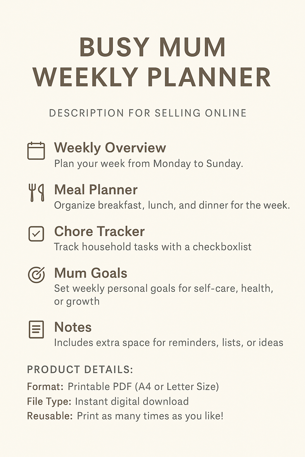 Busy Mum Weekly Planner | Printable PDF| Chore Tracker, Meal Planner ...