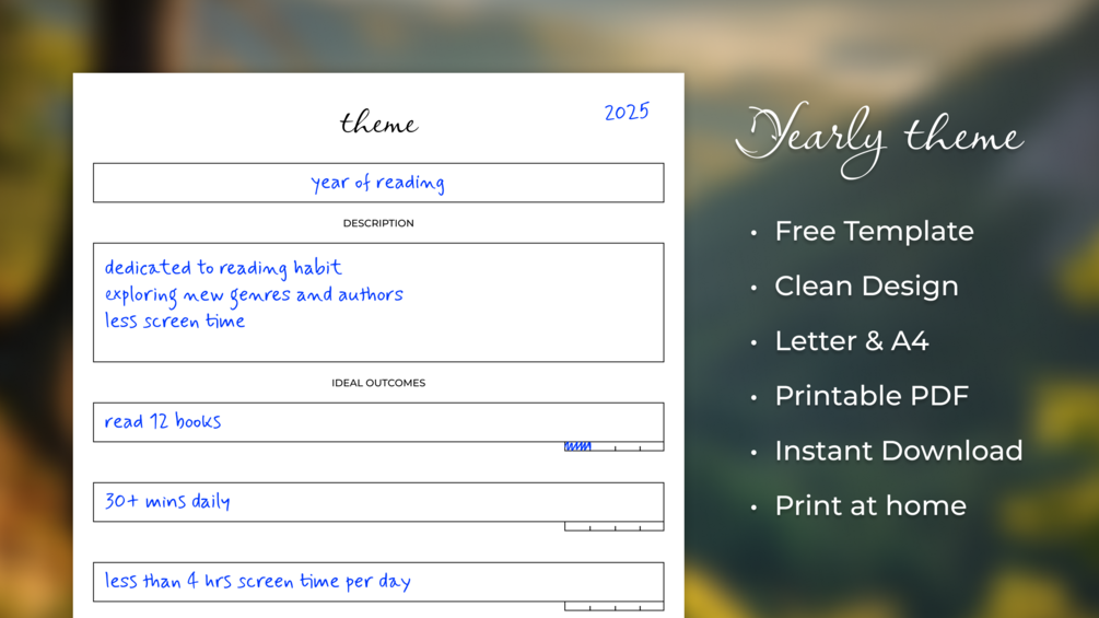 Yearly Theme Planner Printables - Minimalist, Elegant, New Year ...