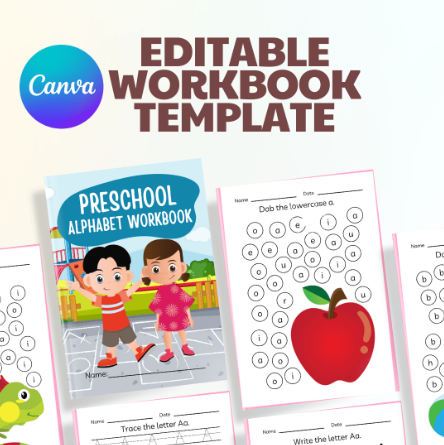 108 PAGES FUN AND COLORFUL EDITABLE ALPHABET WORKBOOK FOR PRESCHOOLERS