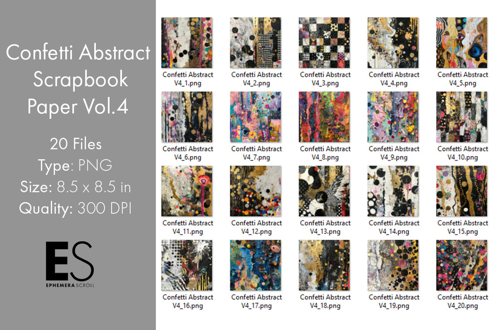 Confetti Abstract Scrapbook Paper Bundle Vol.4