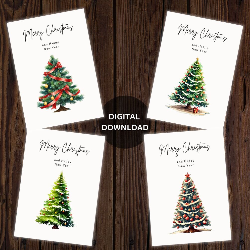 Printable Christmas Card Collection - Set of 4 Designs