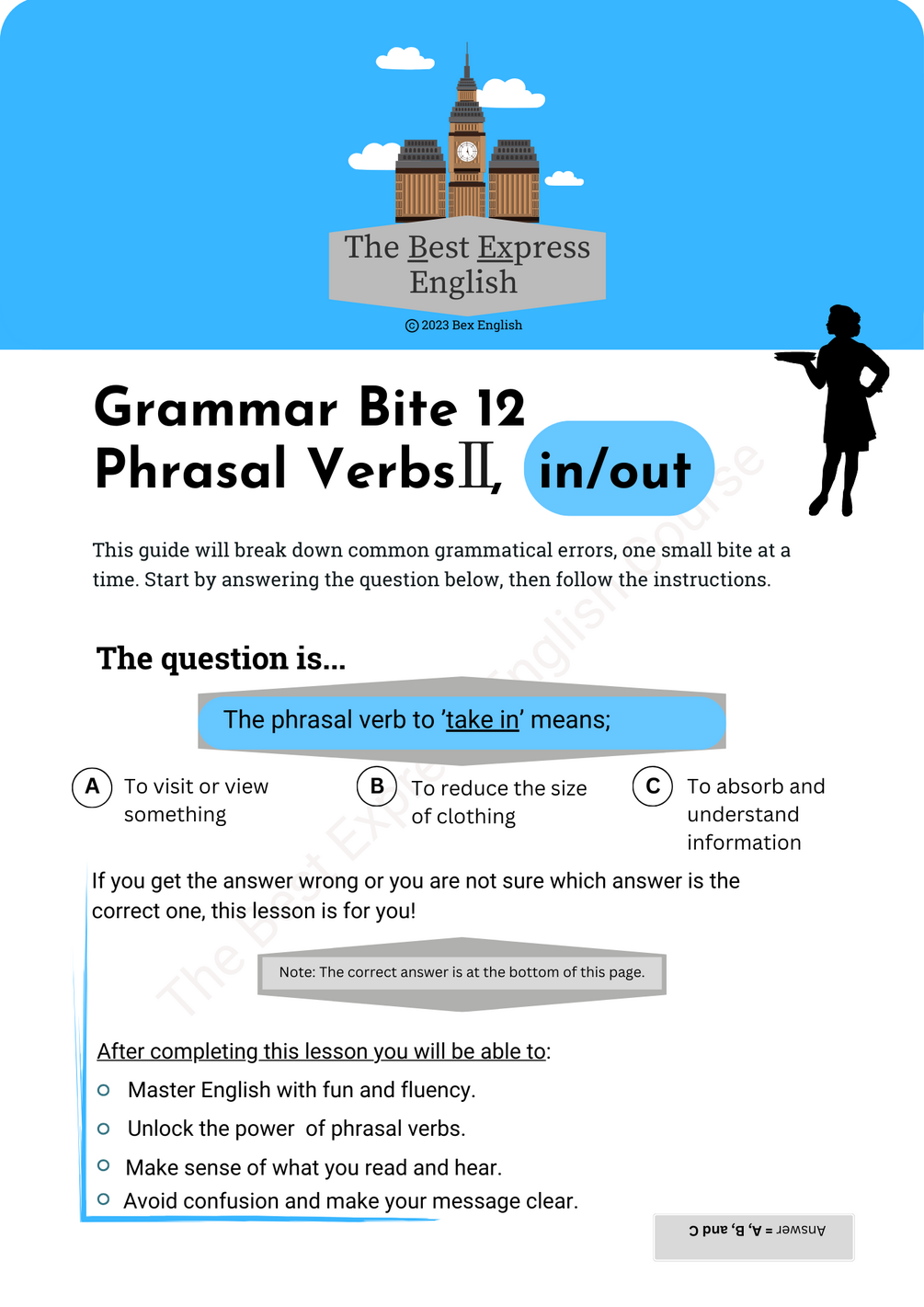 Laugh & Learn English Grammar Bites, 12 Phrasal Verbs in/out