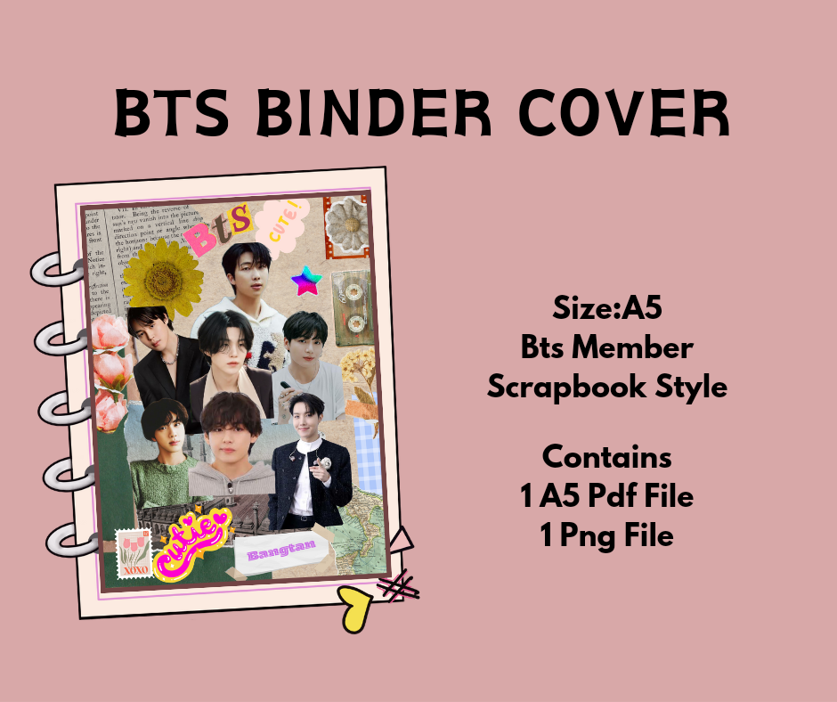 Digital Bts Binder Cover in a Scrapbook design