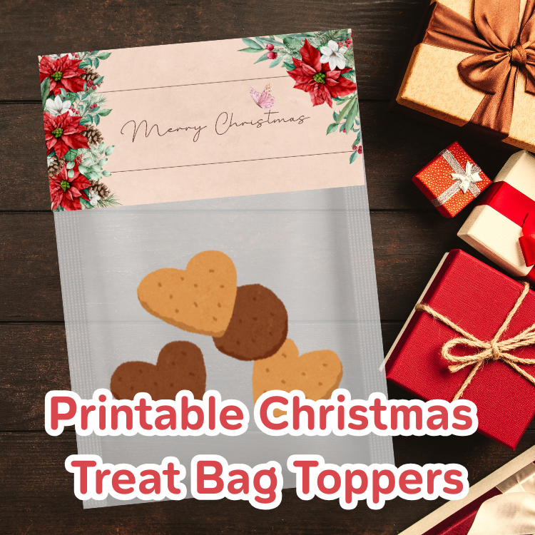 Easy Print & Go Christmas Treat Bag Toppers | Poinsettia Gift Tags in 2 ...