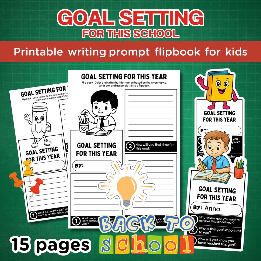 Goal Setting for This Year Flipbook for Grades 2-6, Back to School ...