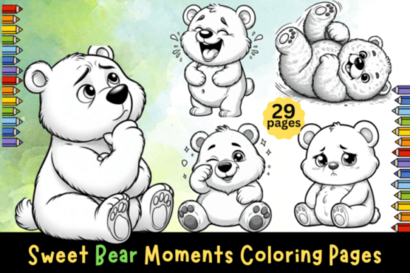 Sweet Bear Moments – 29 Cute Bear Coloring Pages | A4 | PNG, JPG, PDF ...
