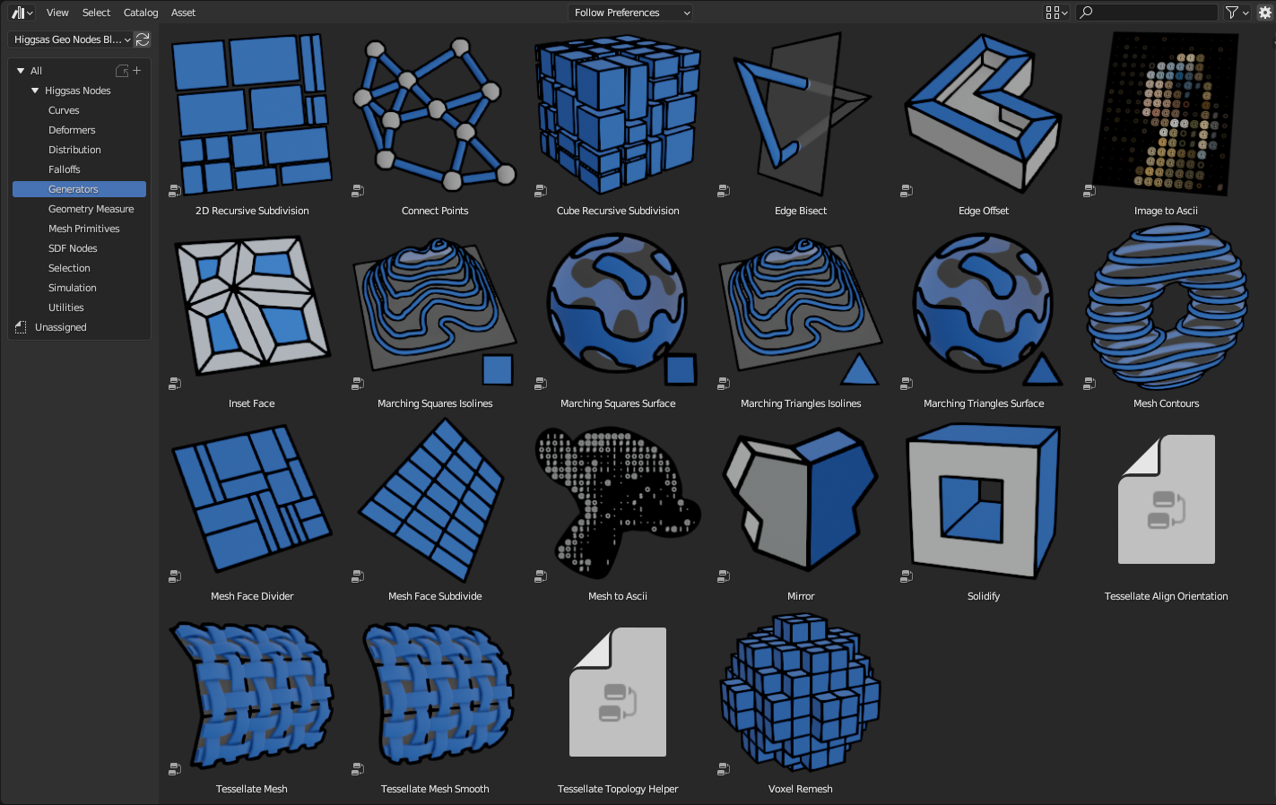 Higgsas Blender 3.3/3.4/3.5/3.6+ Geometry Nodes Groups Toolset Pack