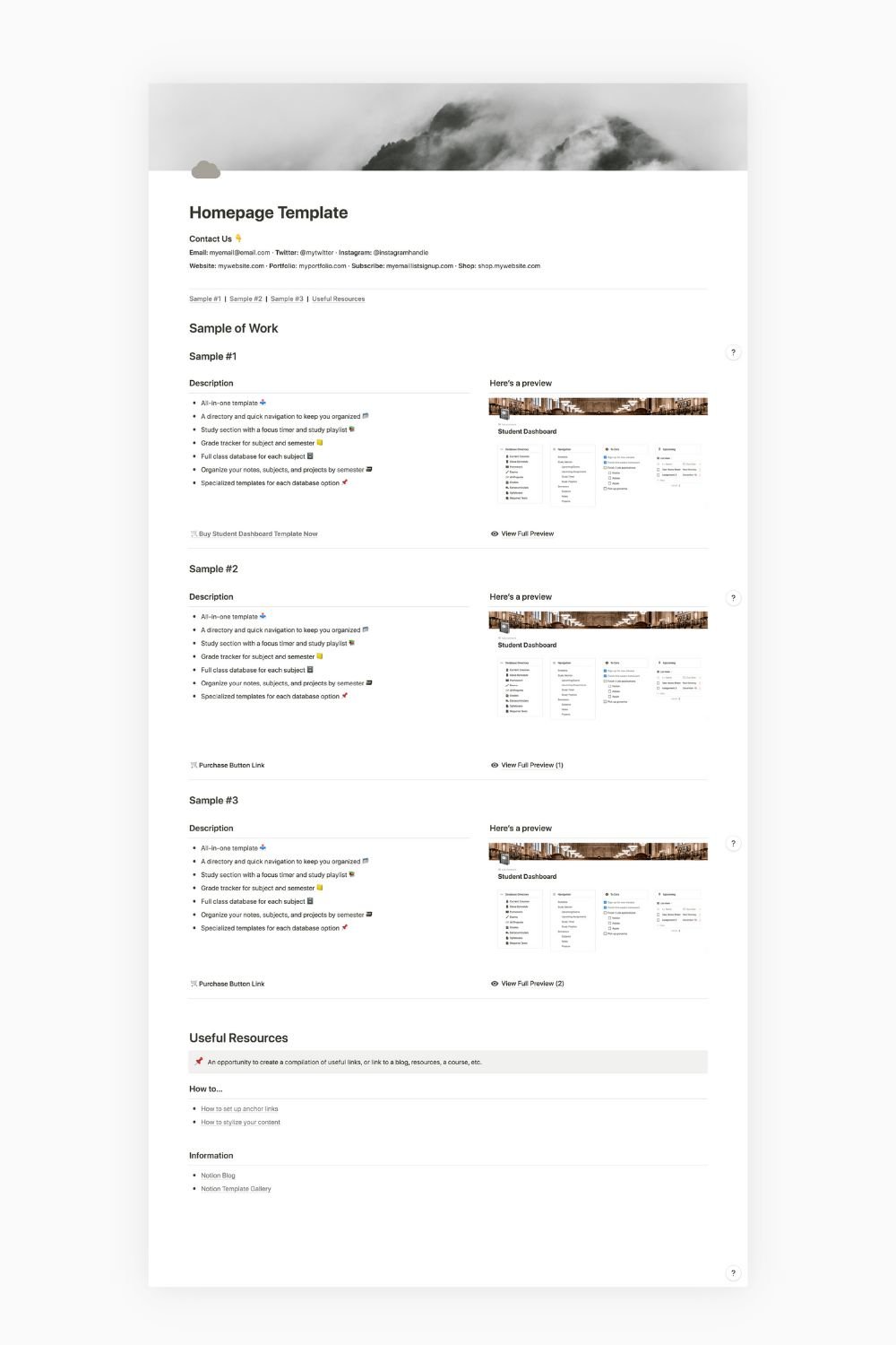 Basic Notion Homepage for Designers