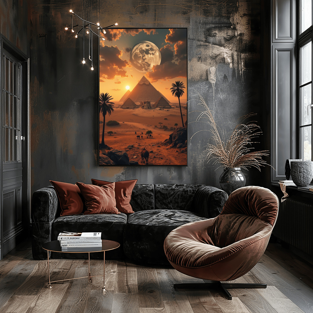 Egypt Cinematic Abstract Wall Art – Cairo Pyramids Digital Painting ...