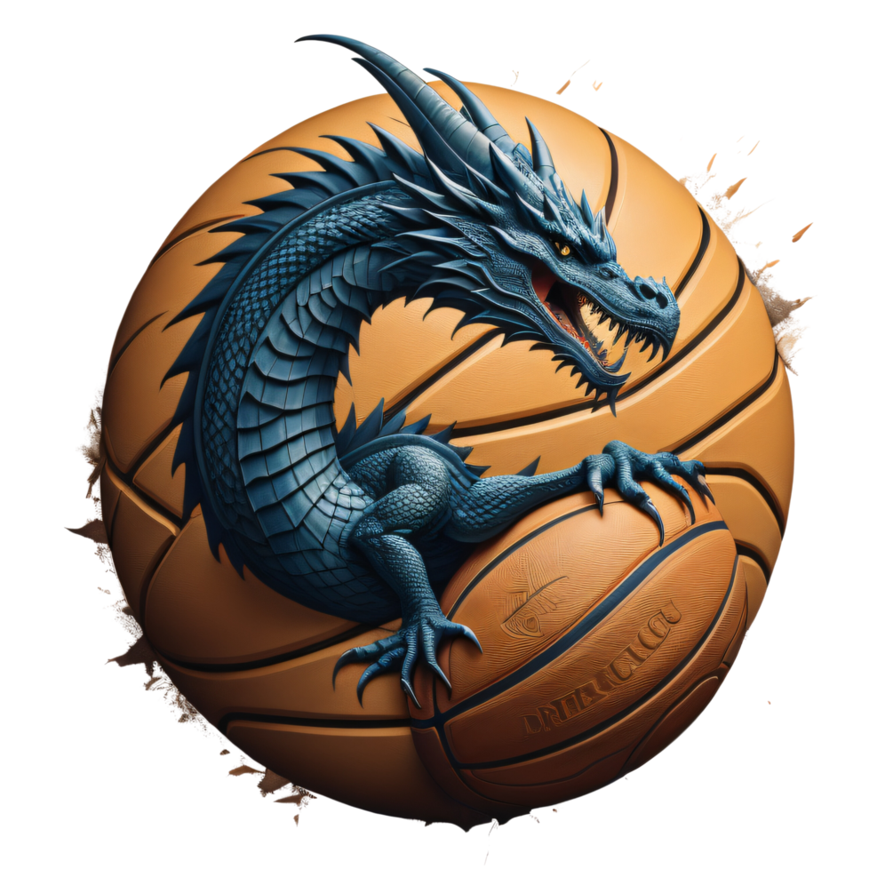 A dragon plays basketball
