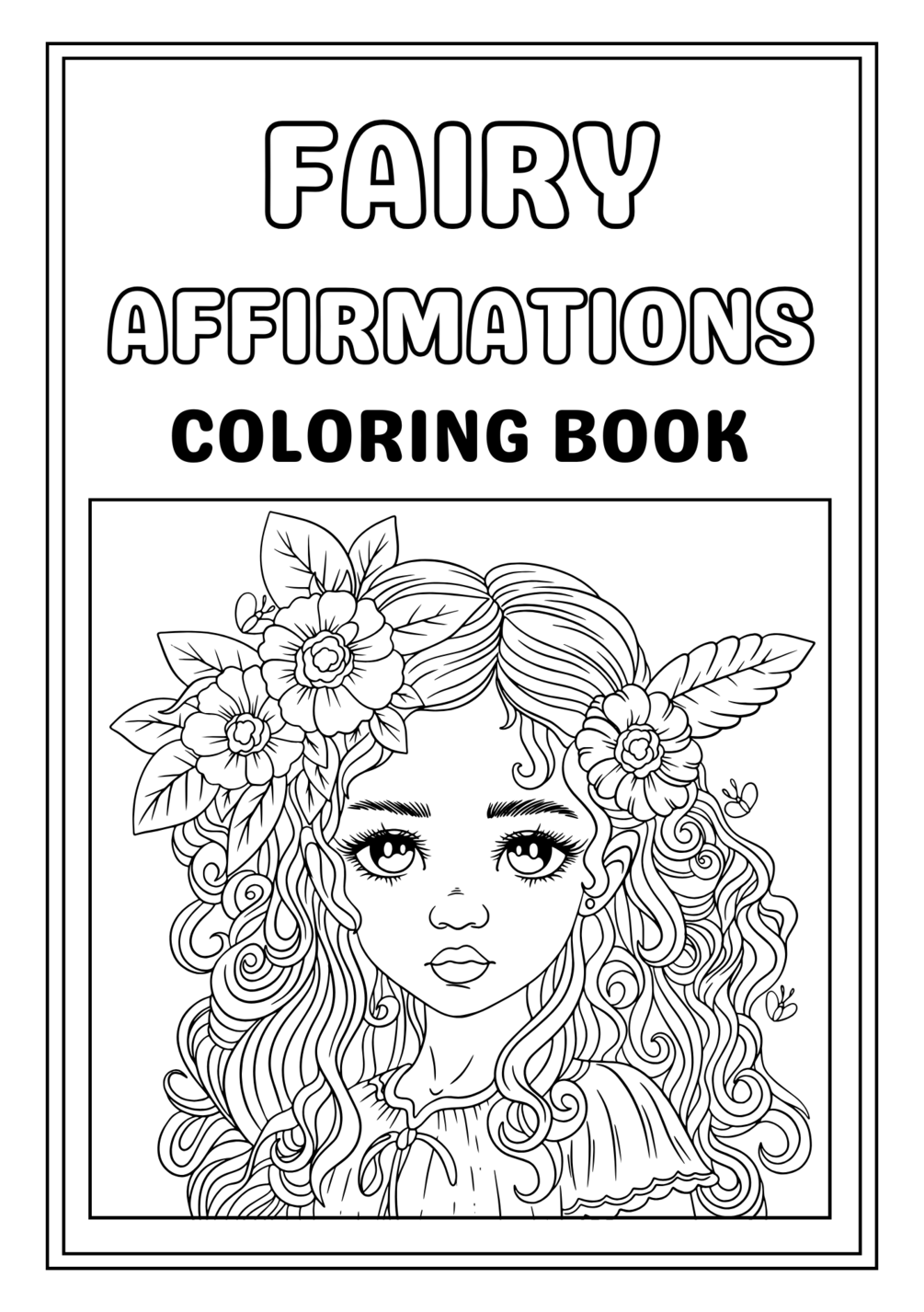 Fairy Affirmations Coloring Booklet Grayscale Lined Illustrative Style