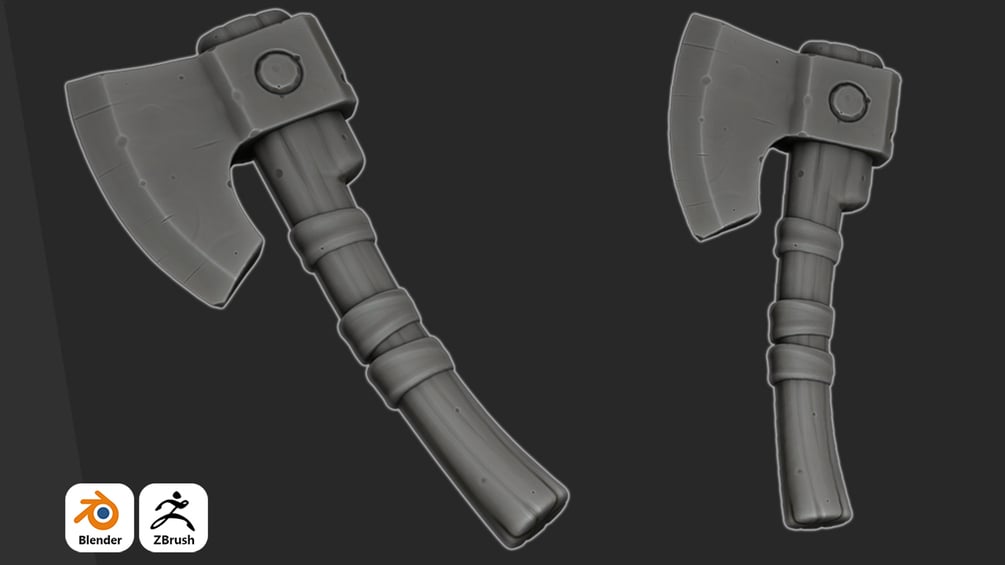 Stylized Organic Axe Modeling and Sculpting for Games 3D ART / Course