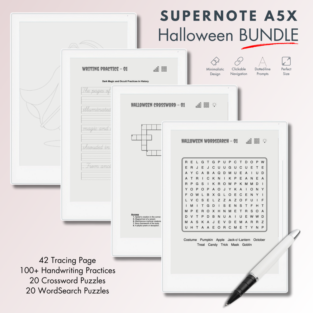 Supernote A5X Halloween Activity Bundle - Halloween Tracing Pages ...