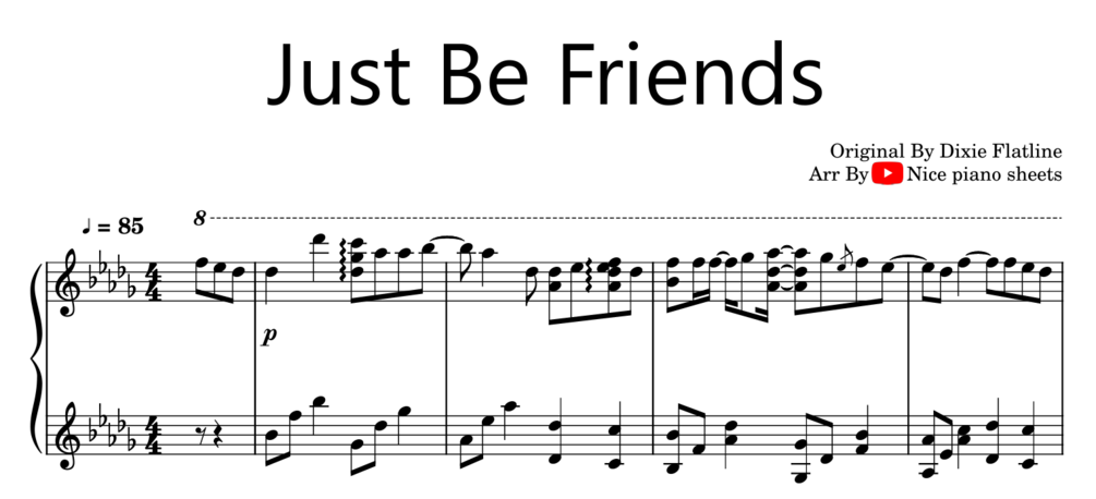 巡音ルカ - Just Be Friends (marasy8 抒情慢板)｜高還原純鋼琴版｜Nicepianosheets Ver.
