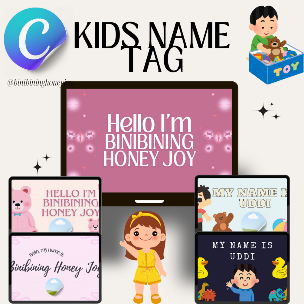 Kids Name Tag for School Editable
