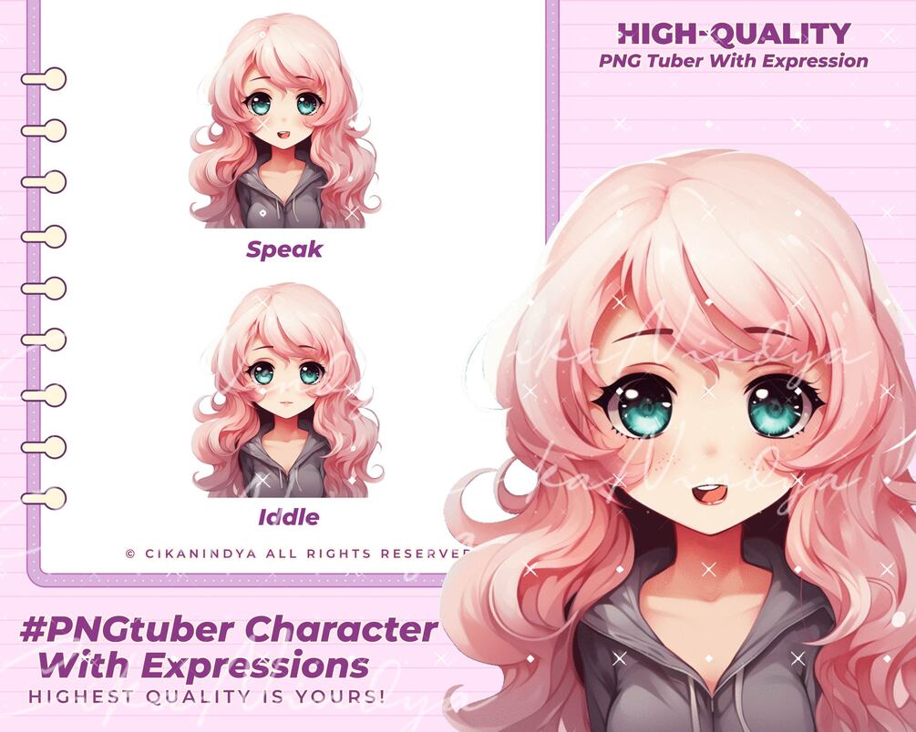 PNG Tuber | Little Streamer Wonder Enchanting Chibi Girl PNG Tuber ...