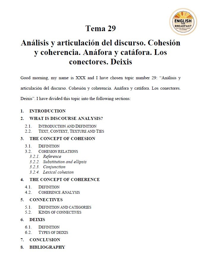 Tema 29 - Oposiciones inglés secundaria