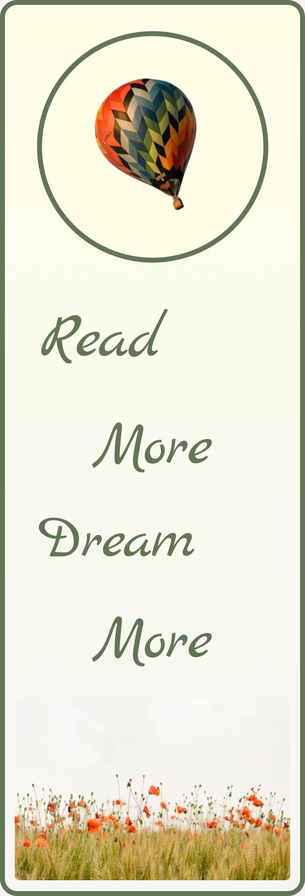 Inspirational Bookmark - "Read More, Dream more" Inspirational Quote