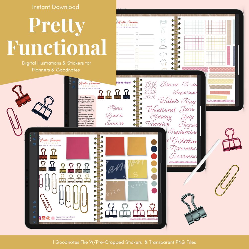 Pretty Functional Digital Stickers for GoodNotes Planner, GoodNotes ...