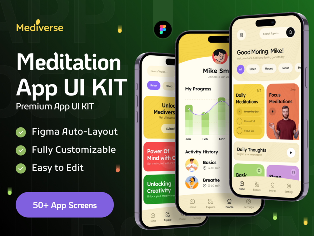 Meditation App UI KIT - Figma