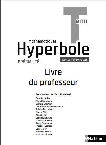 Corrigé Mathématiques Spé Terminal Générale Nathan Hyperbole