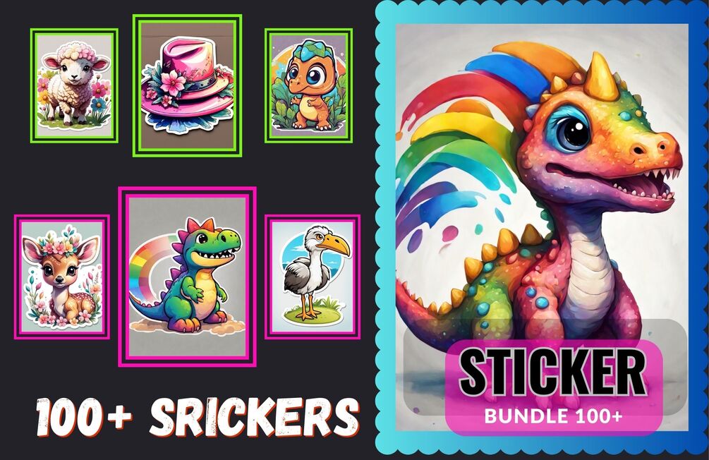 Crafting Happiness: {100+ Stickers Bundle} Cute Sticker Designs for ...