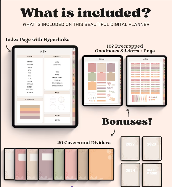 Undated Goodnotes Planner, Monthly Digital Planner, Goodnotes Template ...