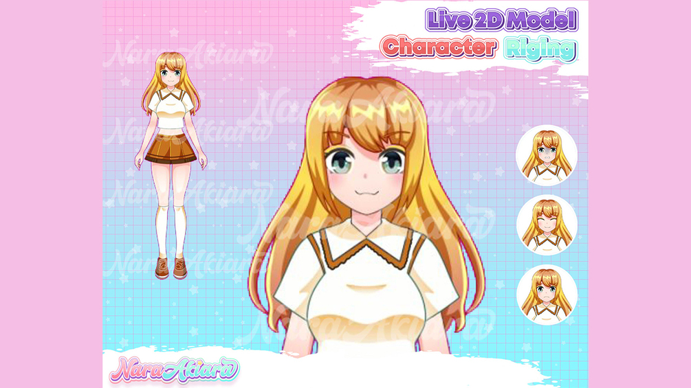 Vtuber Model and Rigging Anime Girl Yellow Hair Young Premade, Live2d ...