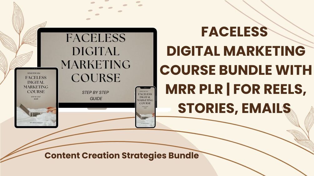 Faceless digital marketing course bundle with MRR PLR | for reels, stories, emails