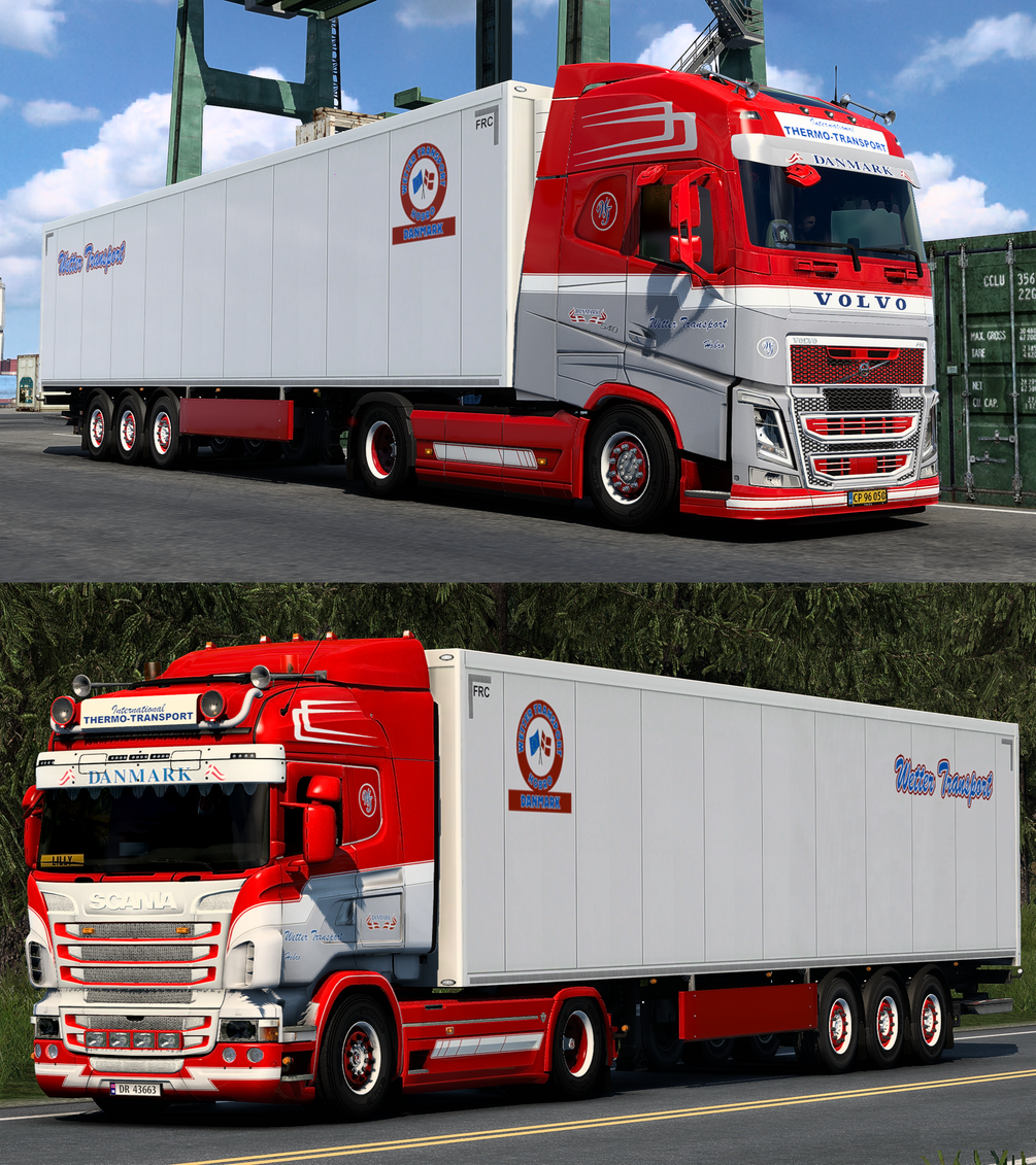 Scania RJL 6s, Volvo FH Wetter Transport Combo Skin Pack
