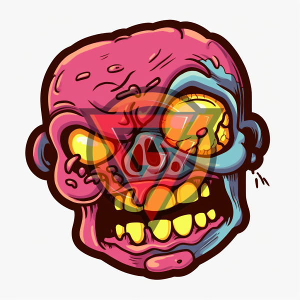 Decayed Horror: High-Quality Zombie Skull Vector Art