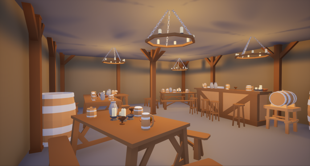 Low poly props for medieval tavern/inn